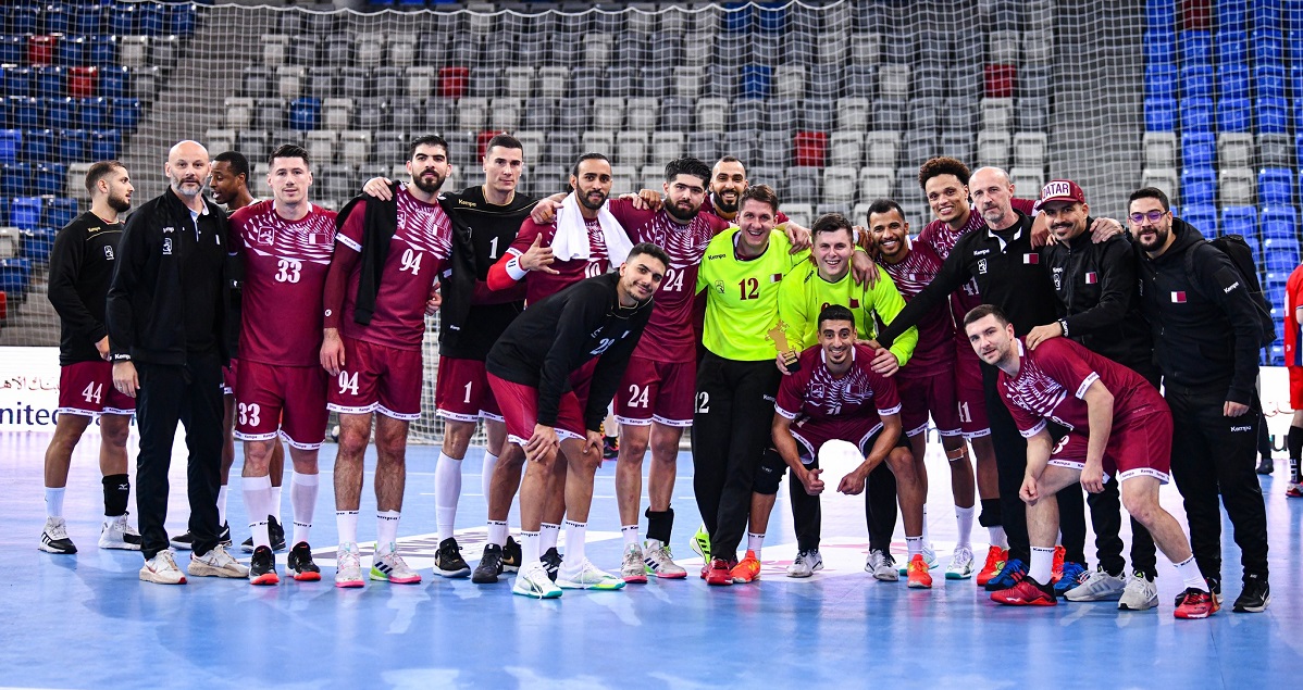 Team Qatar line up for 2025 Men’s World Handball Championship